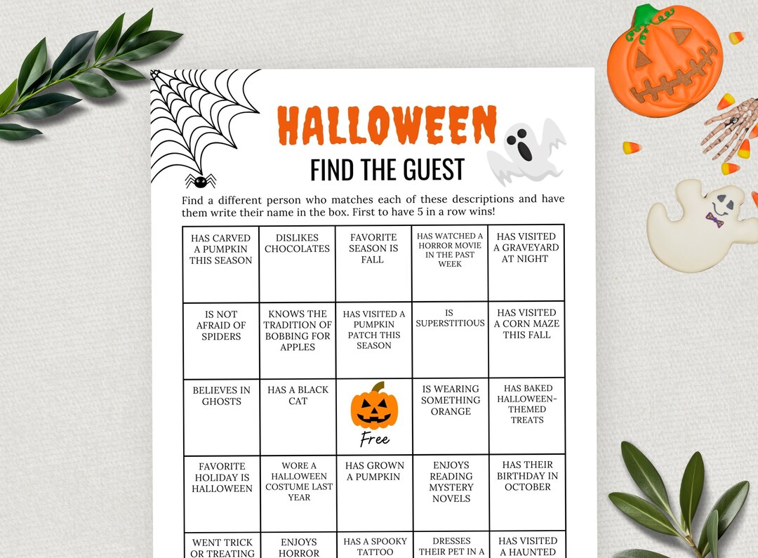 Halloween Find the Guest Bingo, Find Someone Who, Printable Human Bingo ...