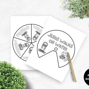 Jesus Walks on Water, Miracles of Jesus, Printable Bible Coloring Wheel ...