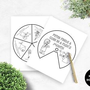 Peter Finds a Coin in a Fish's Mouth, Printable Bible Coloring Wheel ...