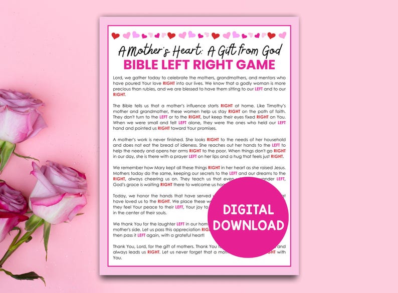 Mothers Day Bible Left Right Game, Christian Pass the Gift, Womens ...