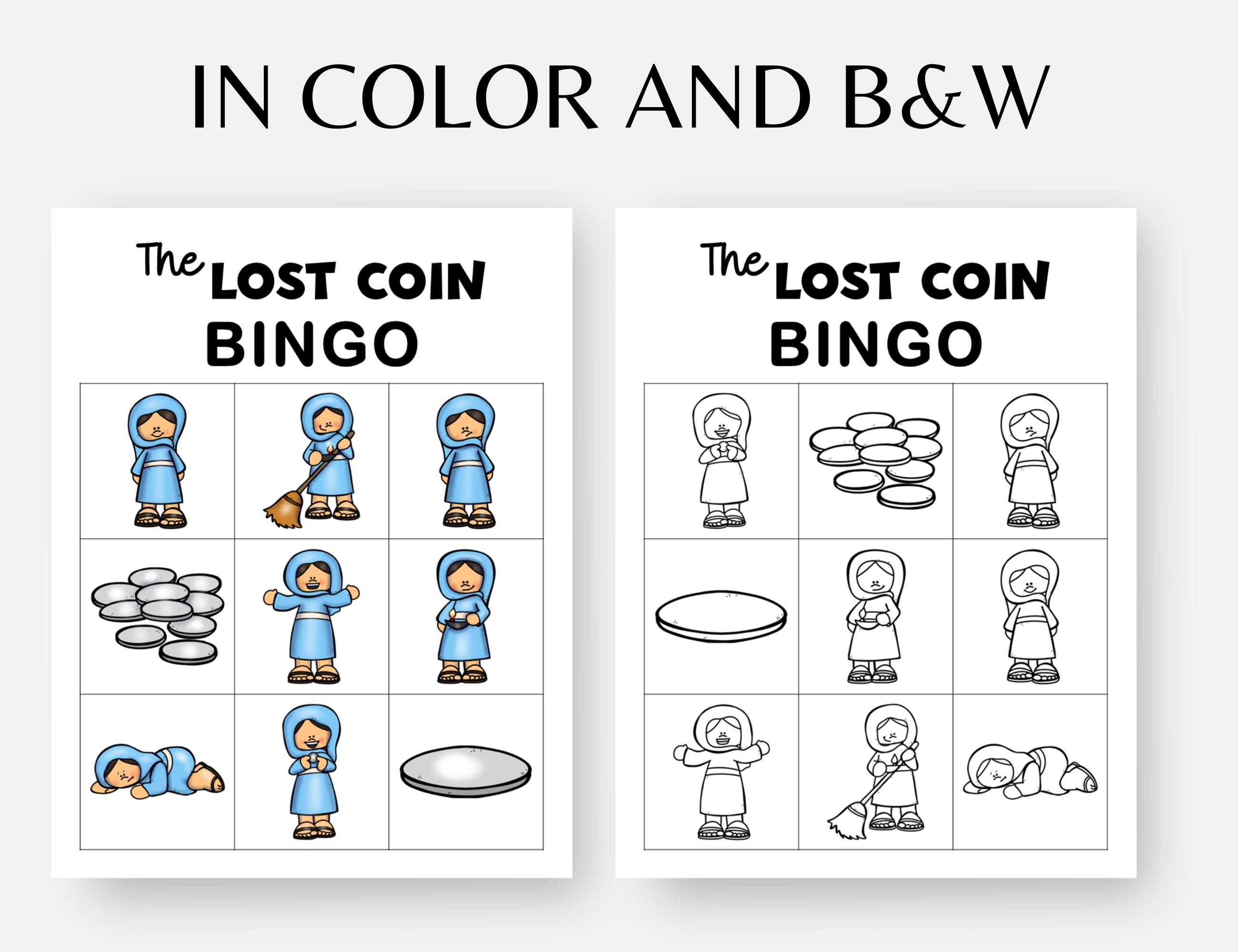 Parable of the Lost Coin, Bible Story Bingo Cards, Printable Sunday ...