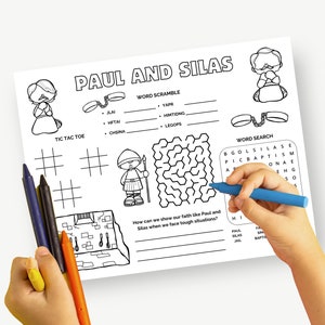 Paul and Silas, Printable Bible Activity Placemat, Sunday School, Kids ...