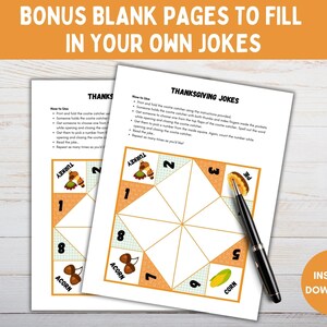Thanksgiving Jokes Cootie Catcher, Printable Fortune Teller, Funny ...