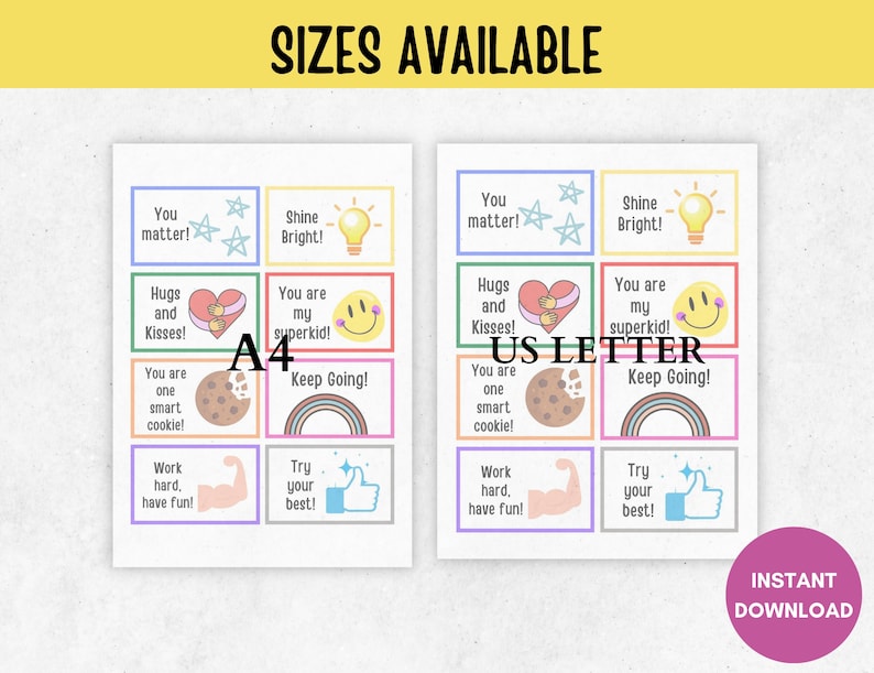 Printable Lunch Box Notes, Lunch Box Notes, Lunch Box Notes for Kids ...