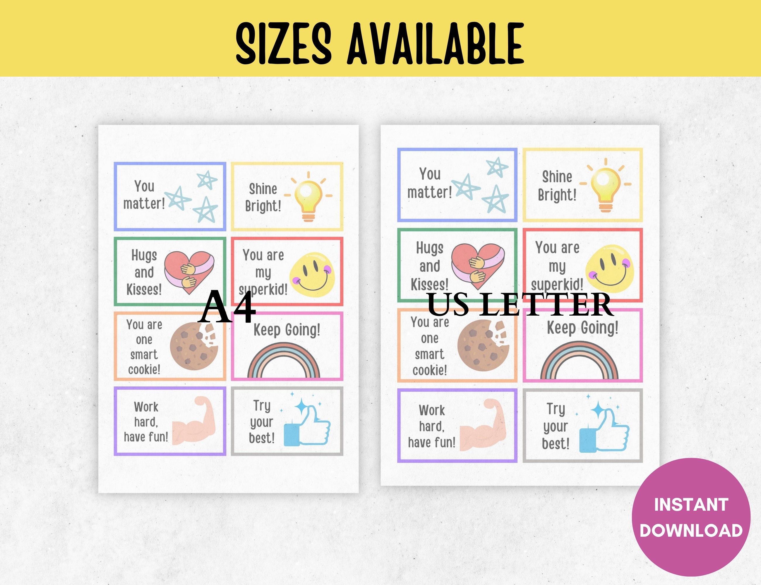 Printable Lunch Box Notes, Lunch Box Notes, Lunch Box Notes for Kids ...