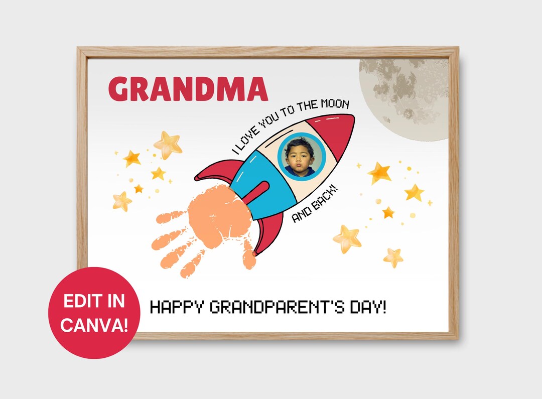 Grandma Handprint Art, Grandparents Day Handprint Craft, Printable Gift ...
