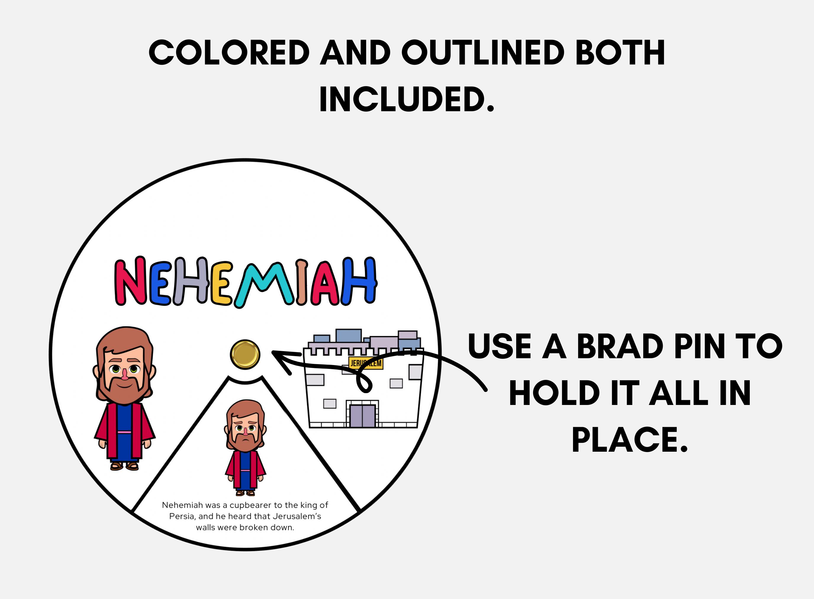 Nehemiah, Printable Bible Coloring Wheel, Sunday School Craft, Bible ...