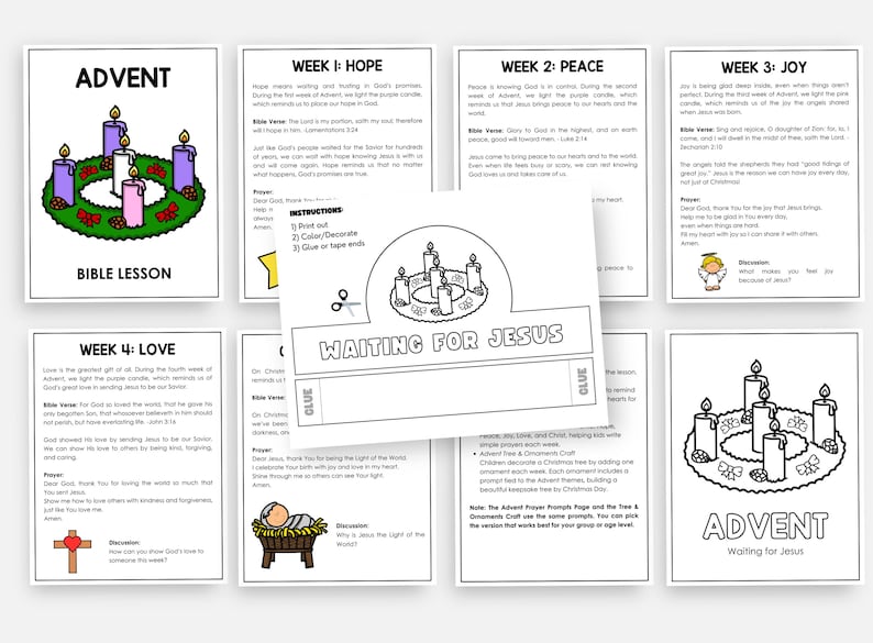 Christmas Advent Bible Lesson, Nativity Story Printable, Birth of Jesus ...