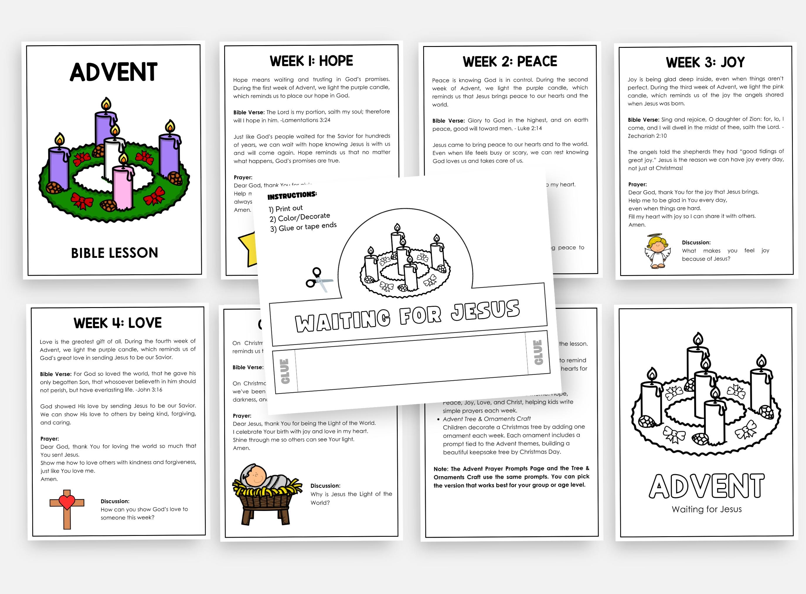 Christmas Advent Bible Lesson, Nativity Story Printable, Birth of Jesus ...