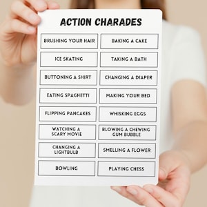 Printable Charades Game, 70 Fun Words and Actions, Charades, Charades ...
