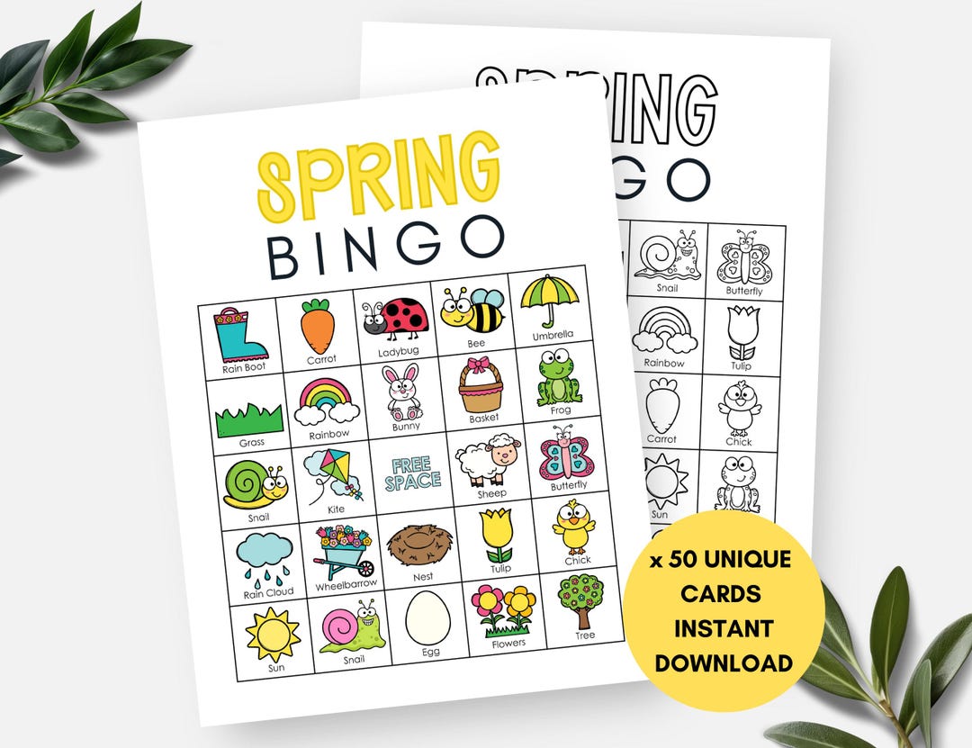 Spring Bingo, Printable Spring Bingo Cards, Easter Party Game, Group ...