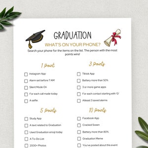 Graduation What's on Your Phone, Printable Graduation Party Game, Fun ...