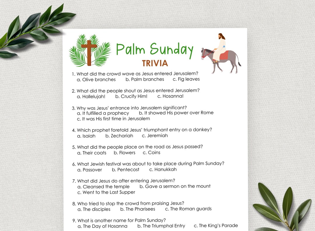 Palm Sunday Trivia, Printable Easter Story Game, Holy Week Trivia ...