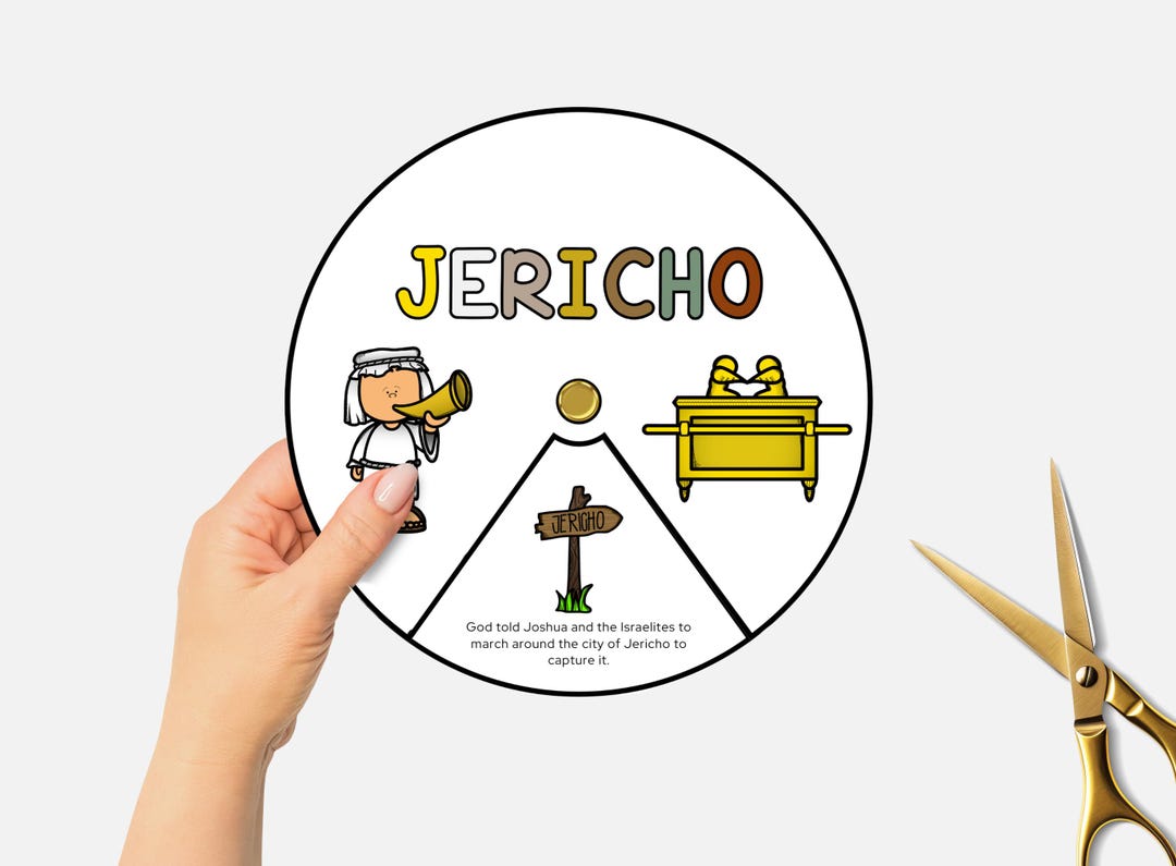 Battle of Jericho, Printable Bible Lesson Coloring Wheel, VBS Sunday ...
