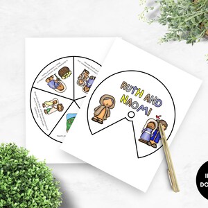 Ruth and Boaz, Ruth and Naomi, Printable Bible Coloring Wheel, Sunday ...