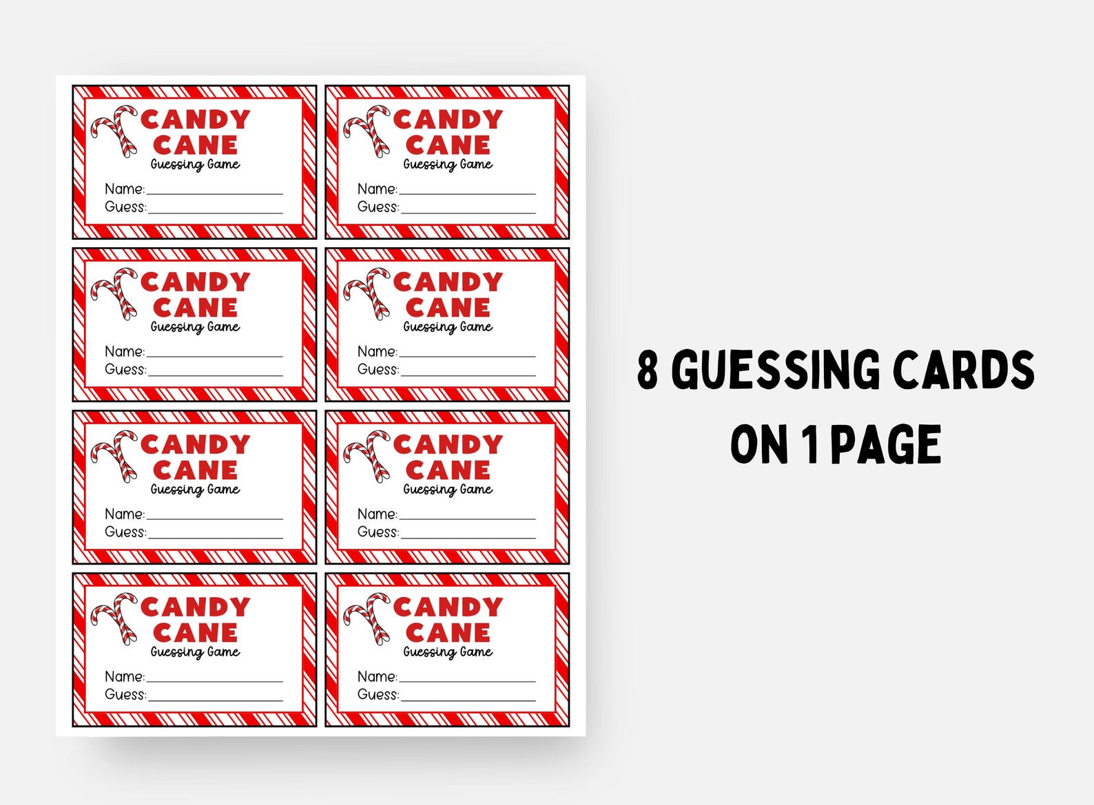Candy Cane Guessing Game Sign, Guess How Many Candy Canes in the Jar ...