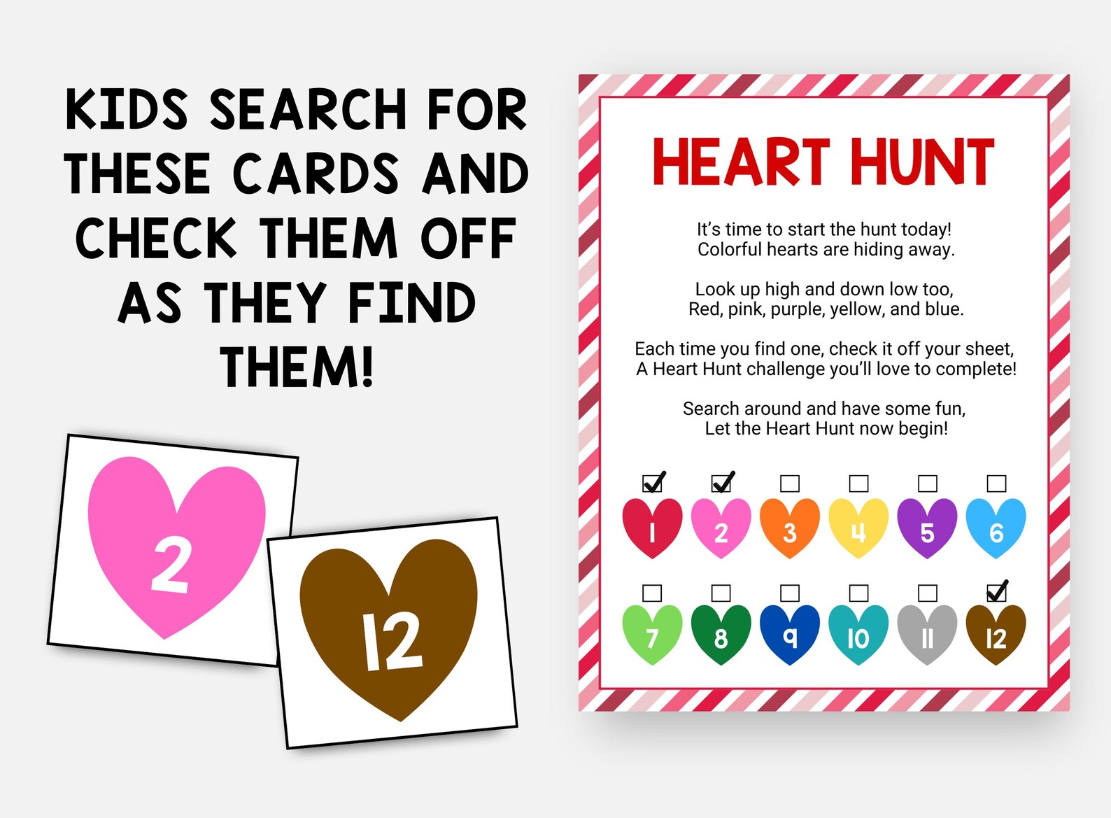 Valentines Scavenger Hunt, Hearts Hunt, Valentines Day Games, Treasure ...