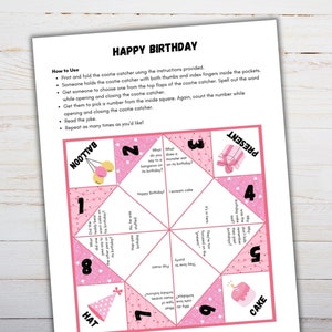 Birthday Jokes Cootie Catcher, Printable Paper Craft, Funny Fortune ...