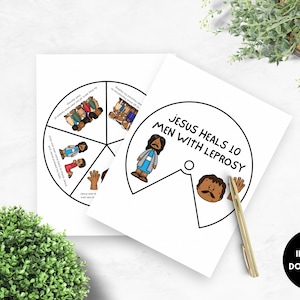 Jesus Heals 10 Men With Leprosy, Printable Bible Coloring Wheel, Sunday ...