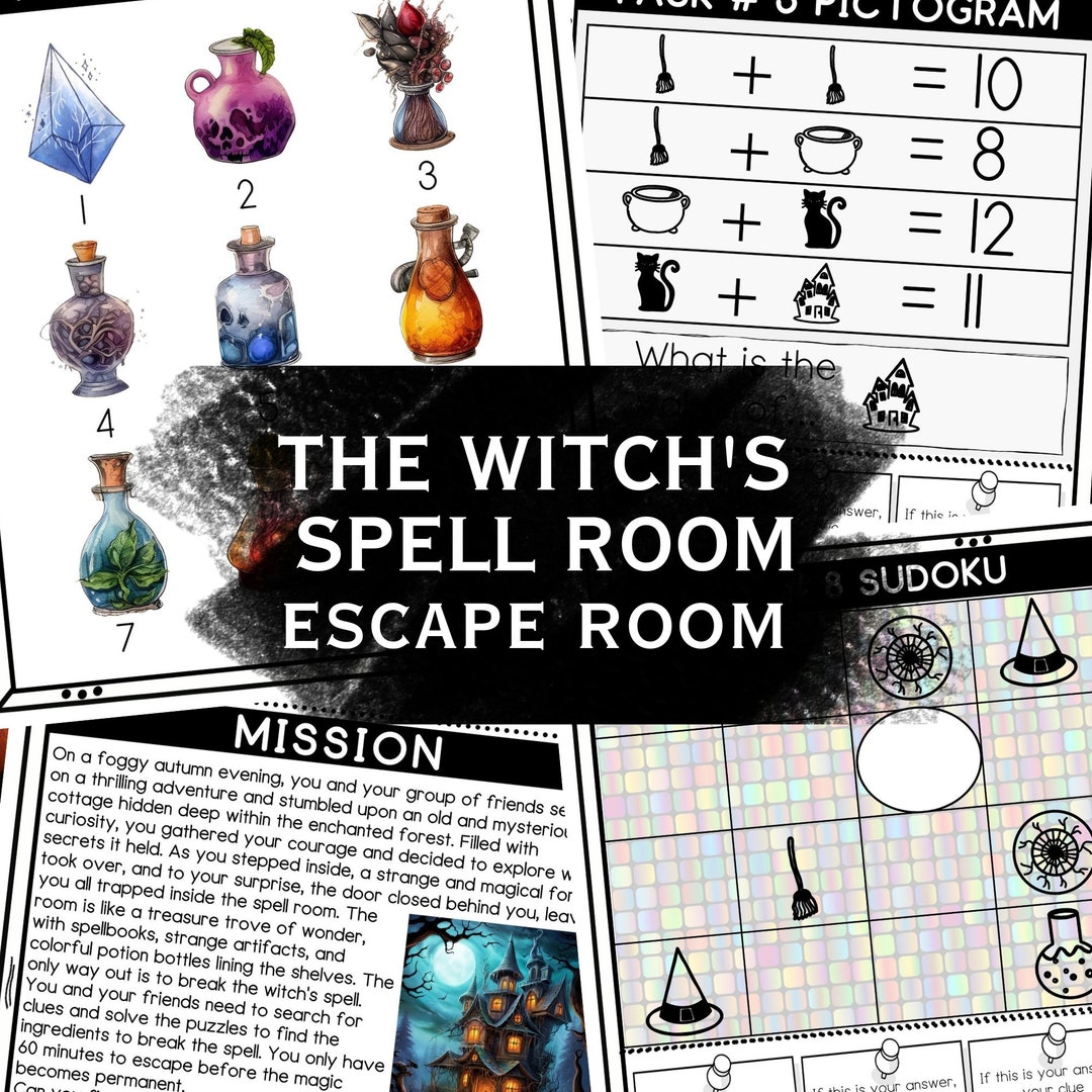 The Witch's Spell Room- Escape Room, Halloween Escape Room, Printable ...
