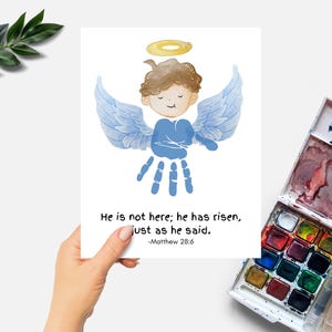 He is Risen Handprint Craft, Printable Christian Easter Handprint Art ...