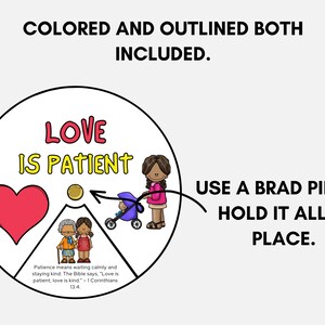 Love is Patient, Printable Bible Coloring Wheel, Valentines Day Sunday ...