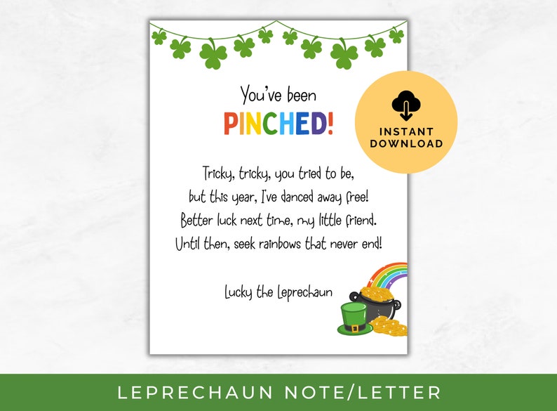 Printable Leprechaun Letter, Leprechaun Trap Note, St Patricks Day ...