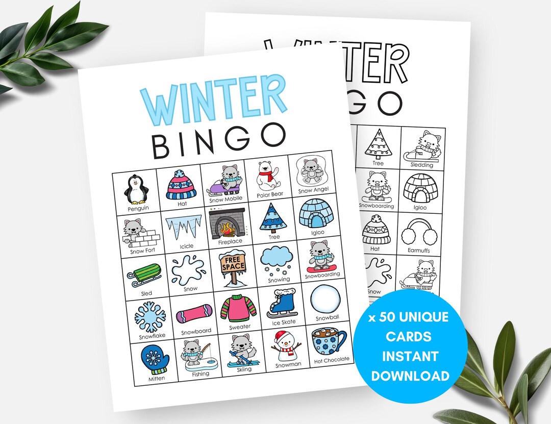 Winter Bingo, Printable Holiday Bingo Cards, Group Game, Family Game ...