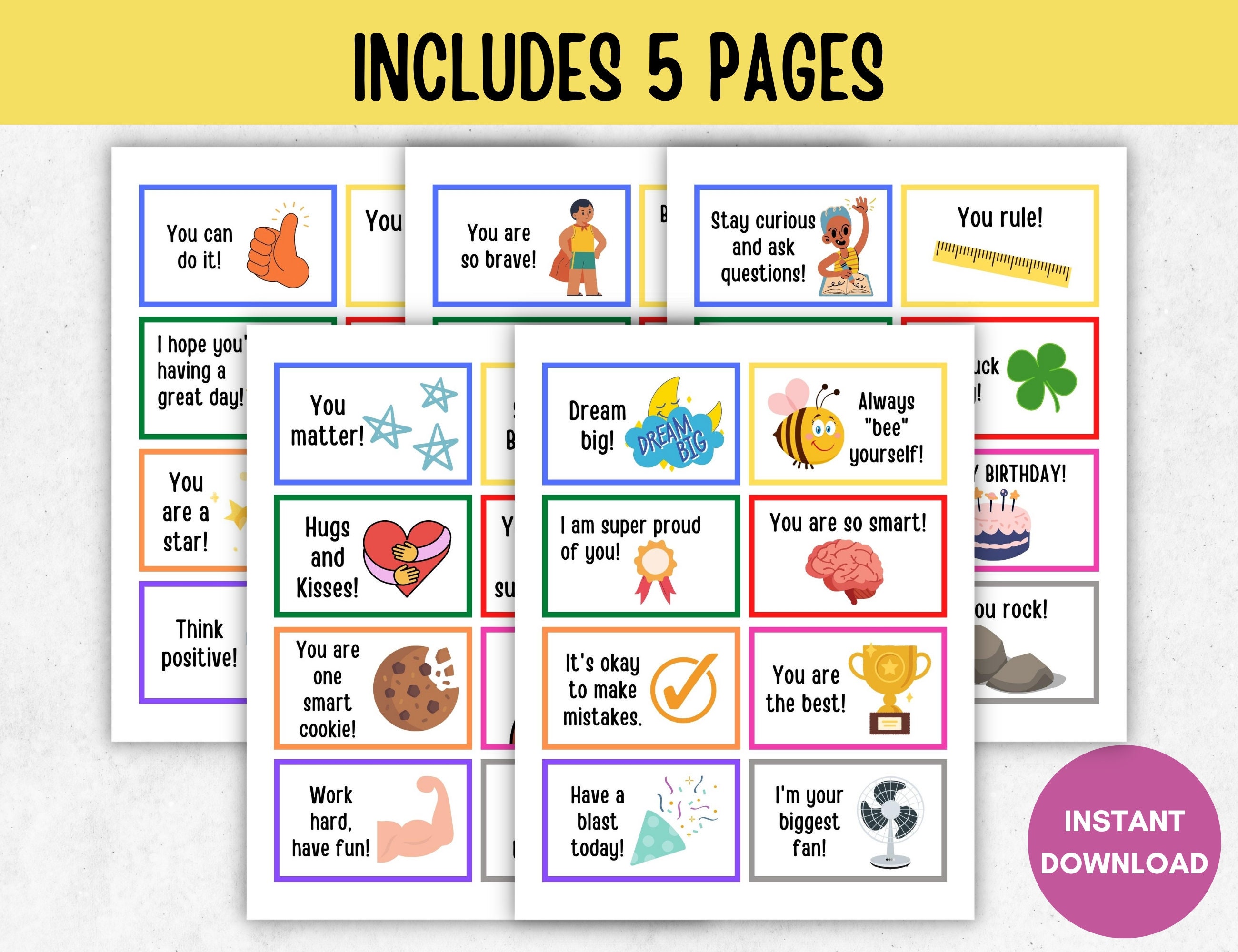 Printable Lunch Box Notes, Lunch Box Notes, Lunch Box Notes for Kids ...