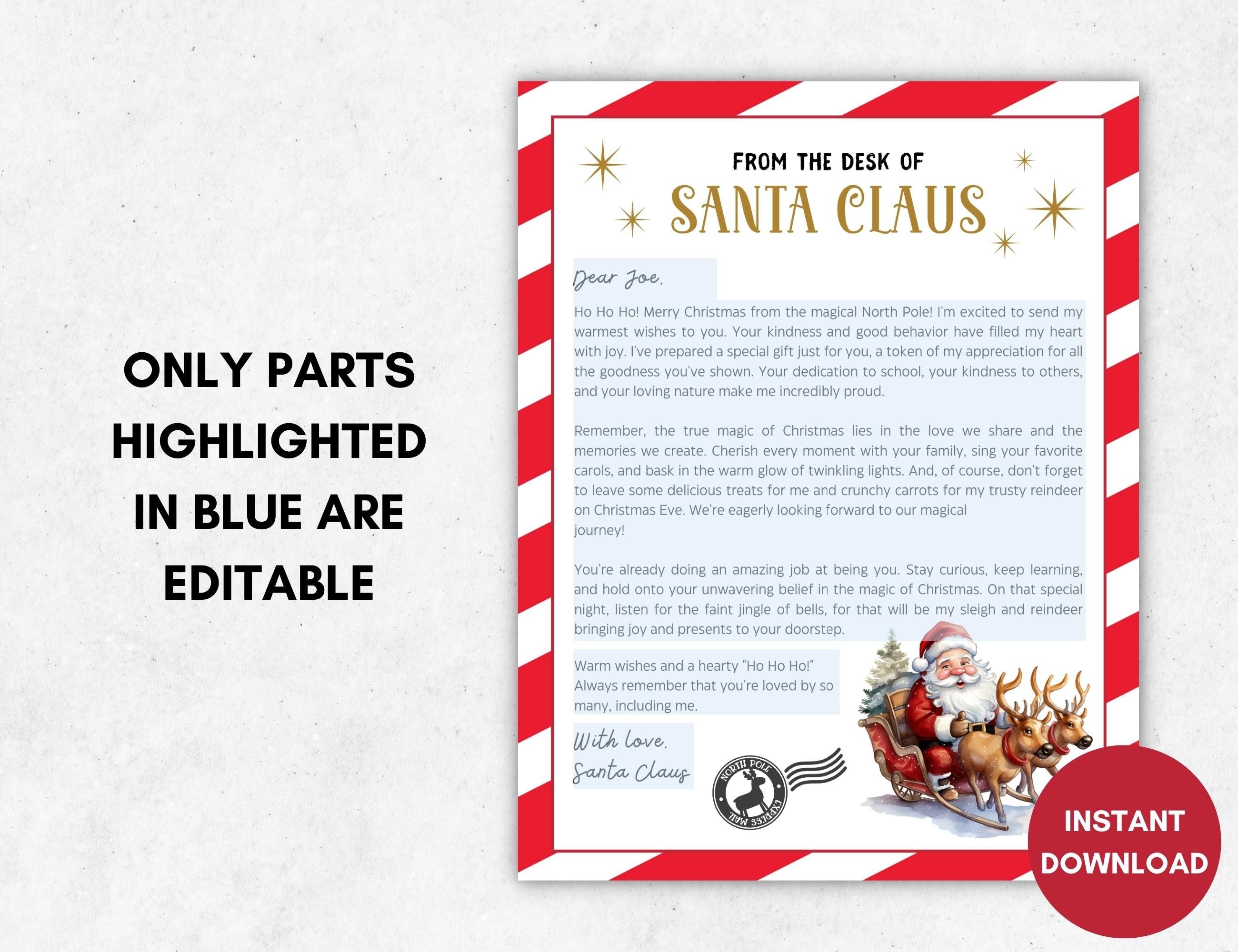 Editable Santa Letters, Personalized Santa Letter, Letter From Santa ...