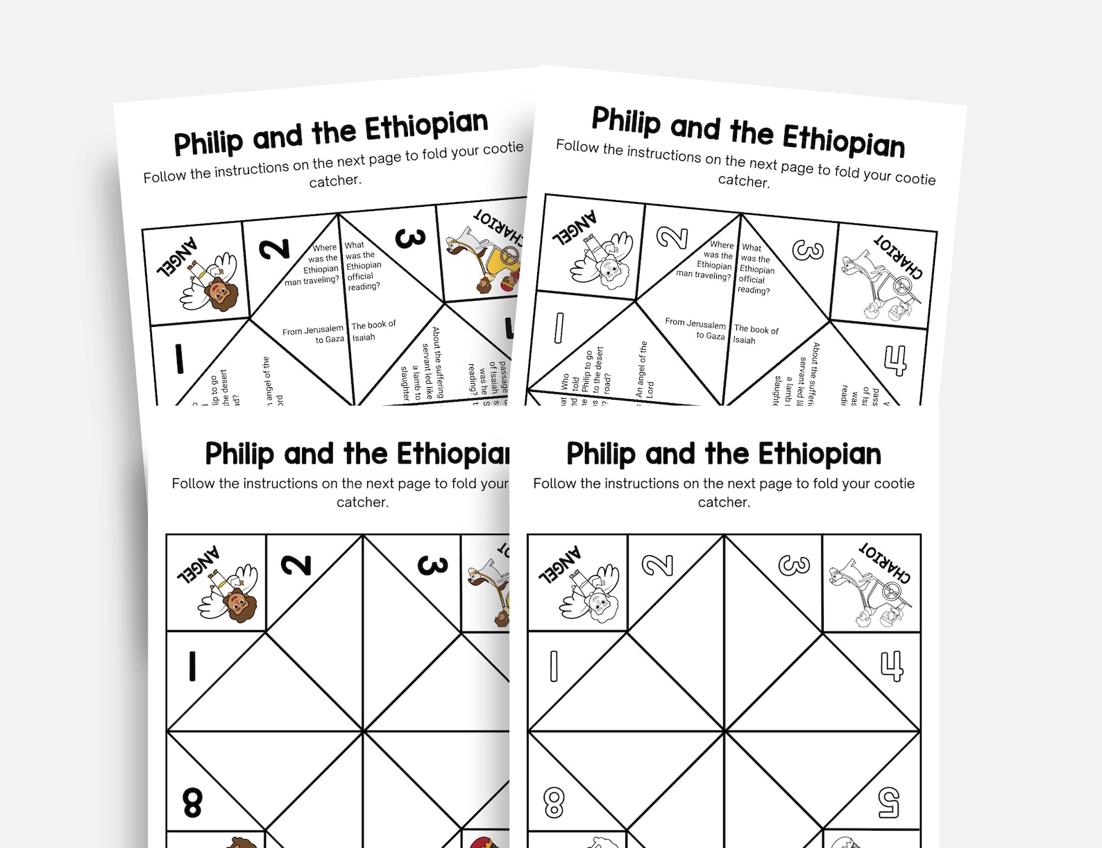 Philip and the Ethiopian, Printable Cootie Catcher, Sunday School Craft ...