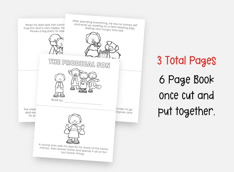 Parable of the Prodigal Son, Printable Mini Bible Book, the Lost Son ...