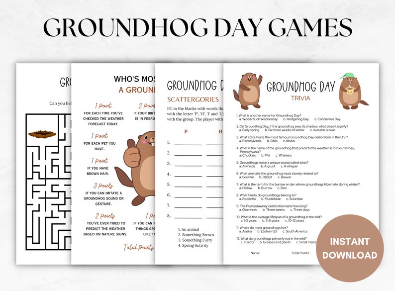 8 Printable Groundhog Day Games, Fun Groundhog Activities for Kids and ...
