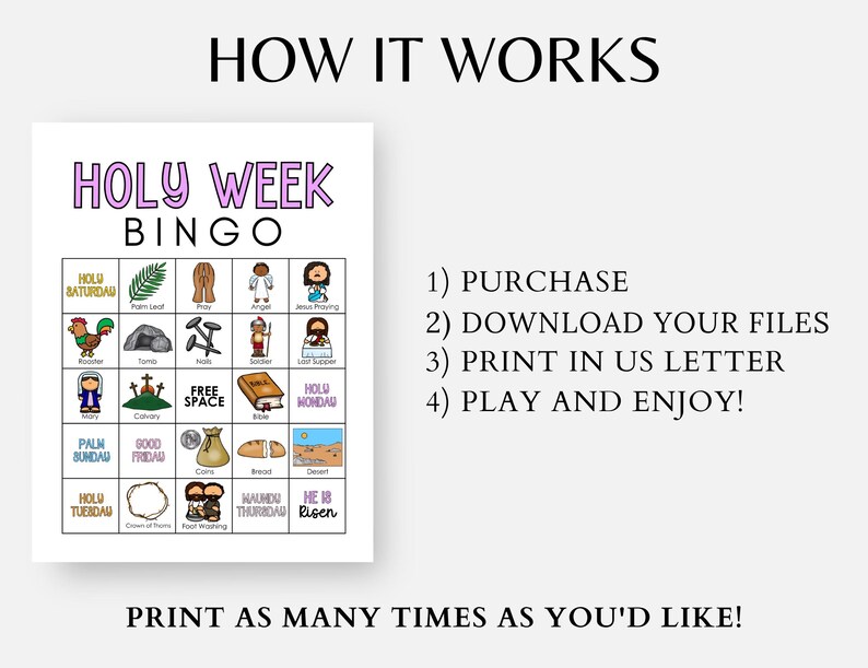Holy Week Bingo, Printable Lent Bingo Cards, Religious Easter Game ...