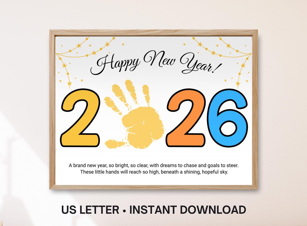2026 New Year Handprint Craft, Happy New Year Handprint Art Printable ...