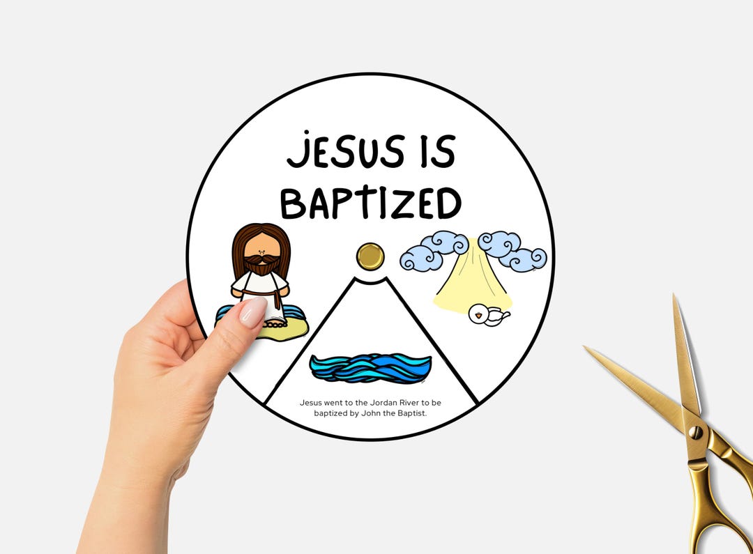 Baptism of Jesus, Printable Bible Coloring Wheel, Life of Jesus Sunday ...