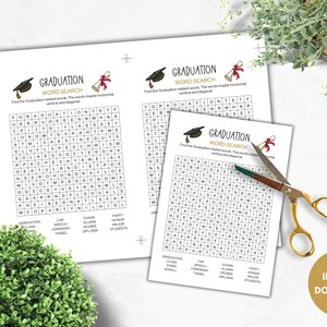 Graduation Word Search, Printable Graduation Party Game, Fun High ...