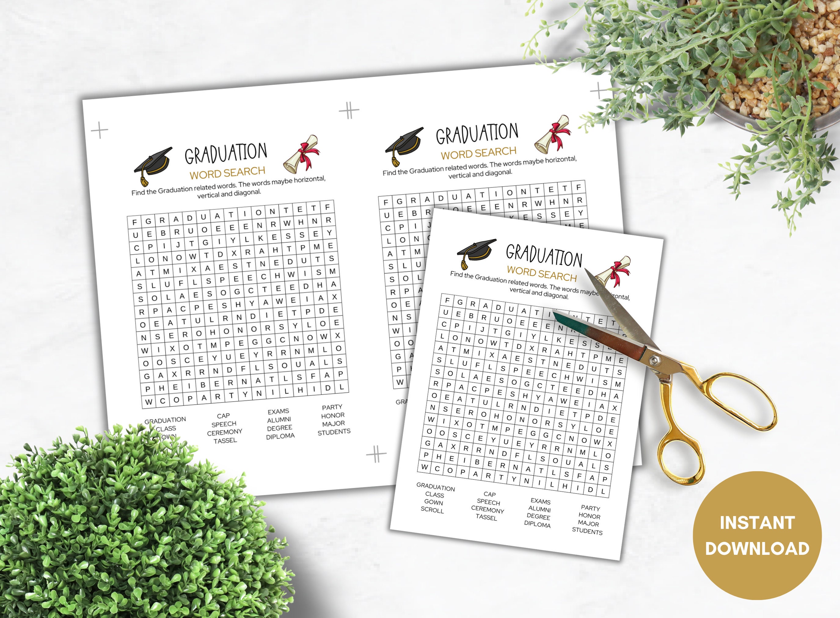 Graduation Word Search, Printable Graduation Party Game, Fun High ...