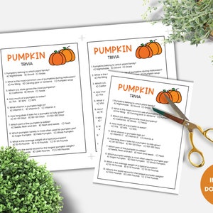 Pumpkin Trivia, Printable Halloween/thanksgiving Trivia Game, Trivia ...