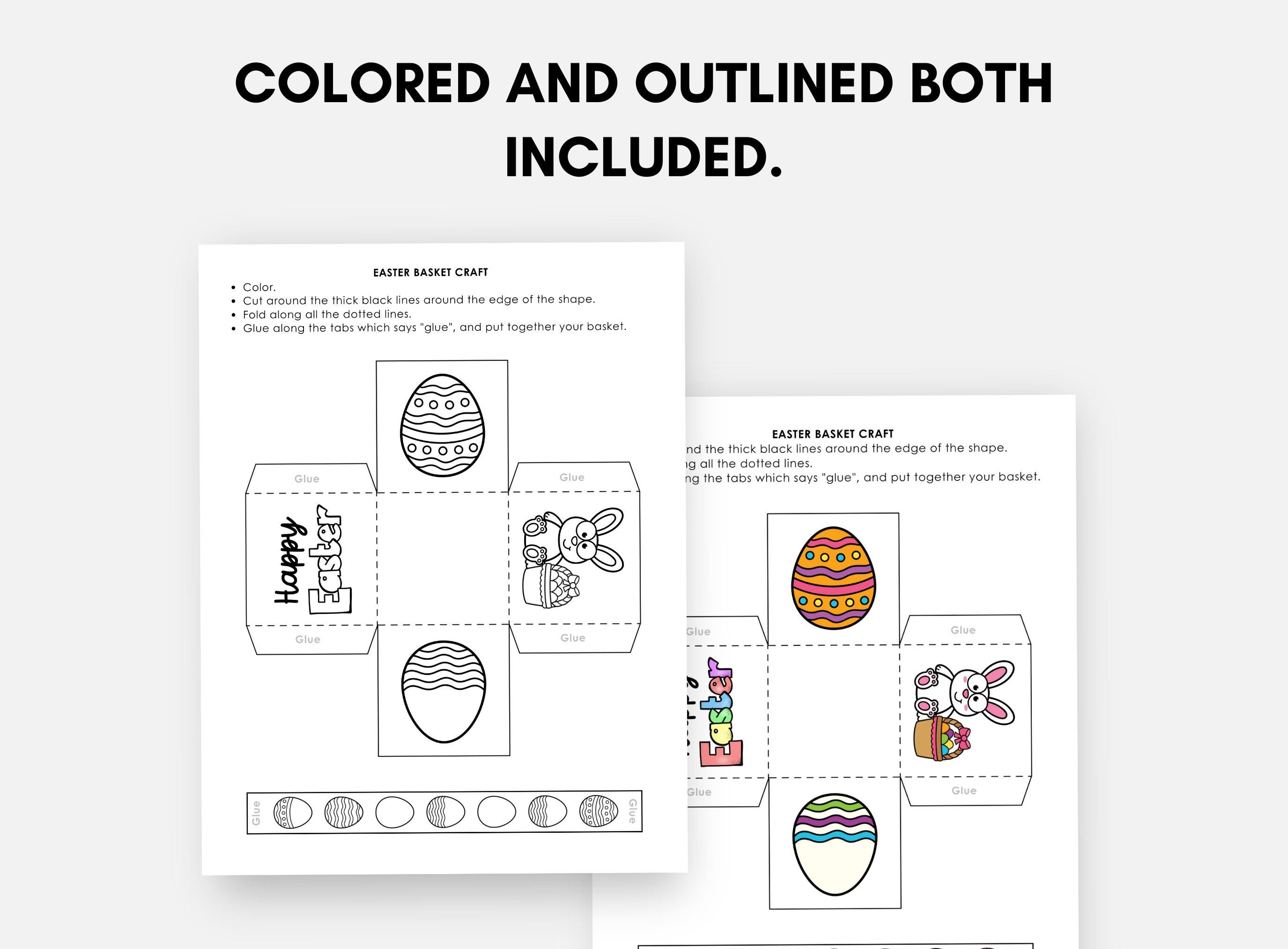 Easter Basket Craft, Printable Paper Basket Craft, DIY Cut and Paste ...