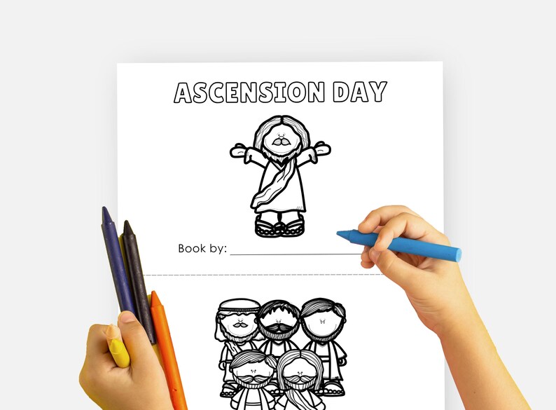 Ascension of Jesus, Printable Mini Bible Book, Jesus Ascending Sunday ...