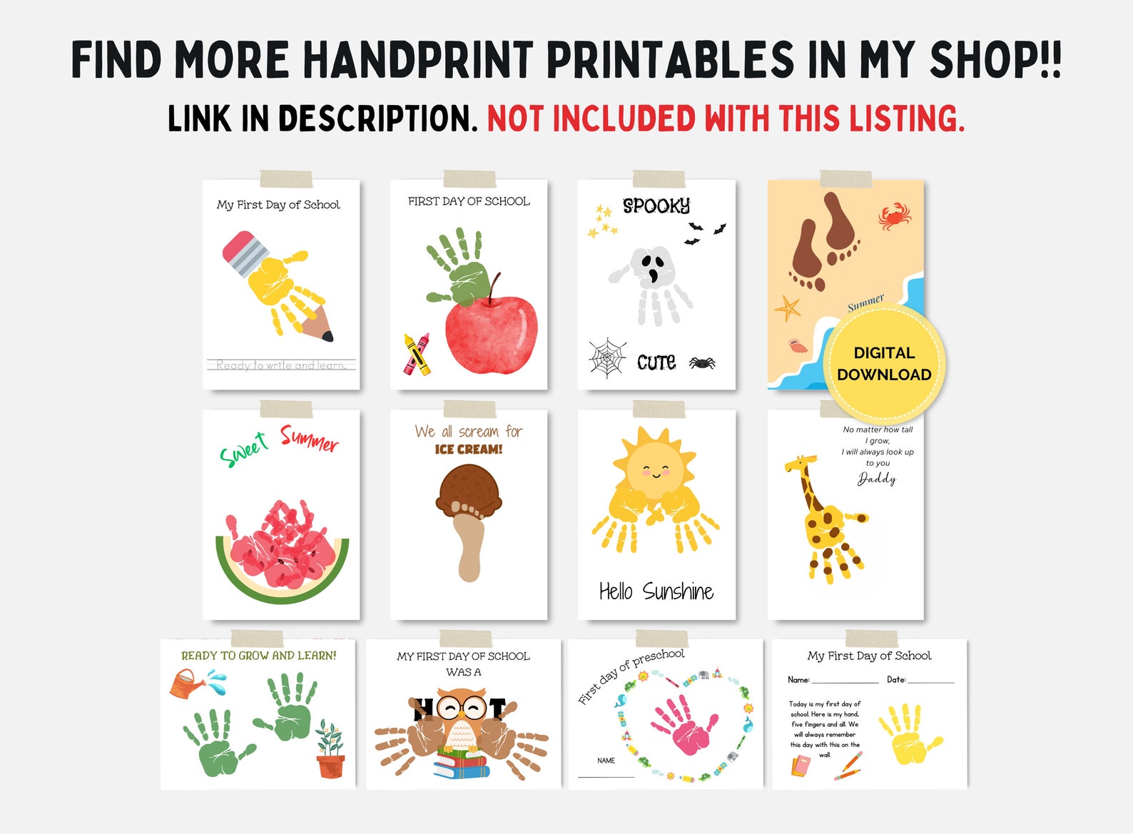 First Day of School Handprint Art, Back to School Pencil Printable ...