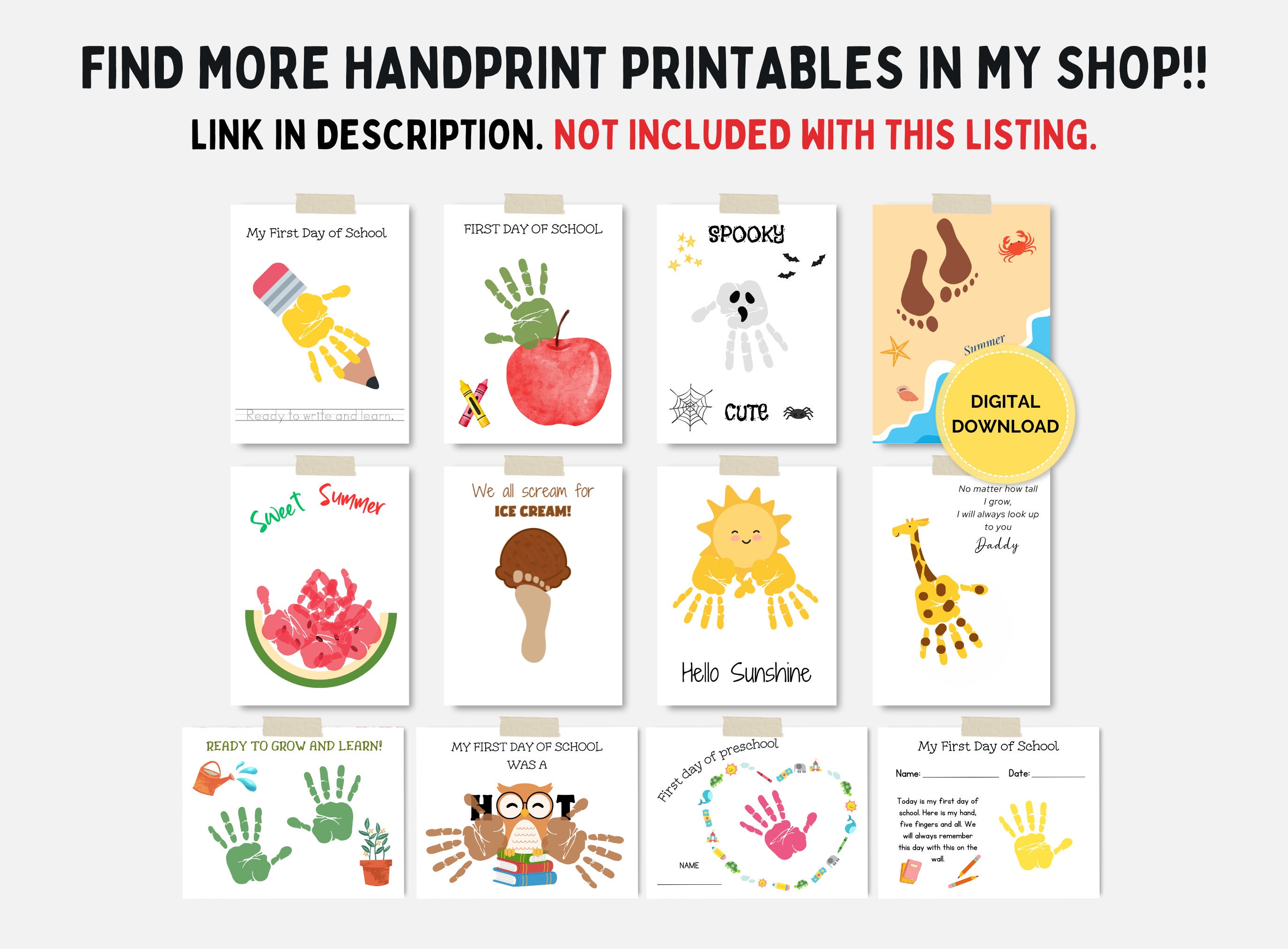 First Day of School Handprint Art, Back to School Pencil Printable ...