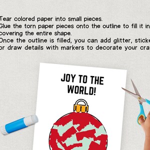 Joy to the World, Christmas Crafts, Cut and Glue Torn Paper Craft for ...