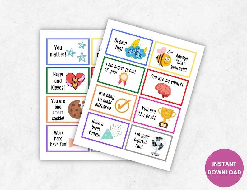 Printable Lunch Box Notes, Lunch Box Notes, Lunch Box Notes for Kids ...
