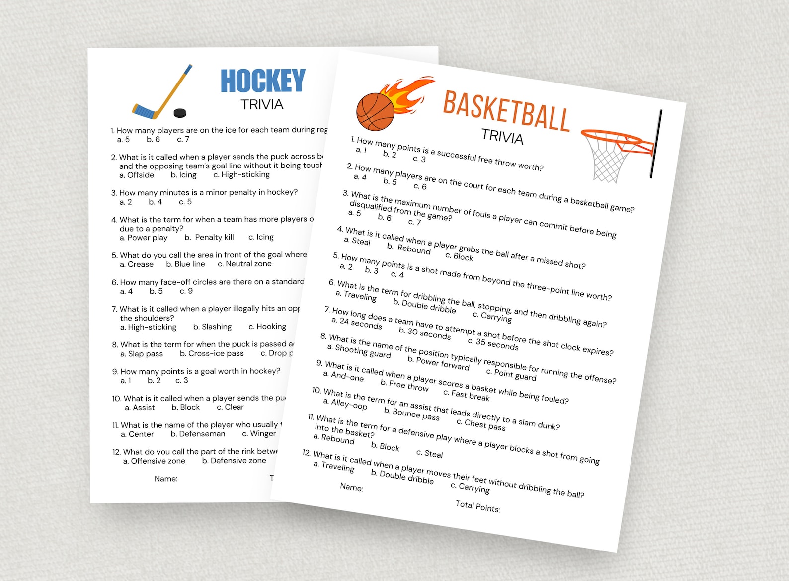 Sports Trivia, Fun Printable Trivia Questions, Sports Theme Birthday ...