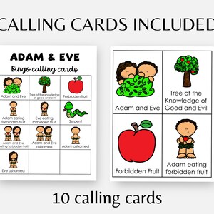 Adam and Eve, 30 Bible Story Bingo Cards, Printable Sunday School ...
