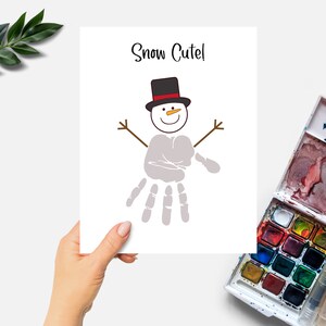 Snowman Handprint Art, Printable Winter Handprint Craft, Christmas ...