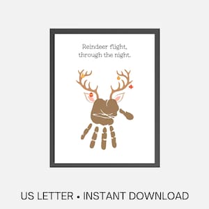 Reindeer Handprint Art, Printable Christmas Handprint Craft, Winter ...