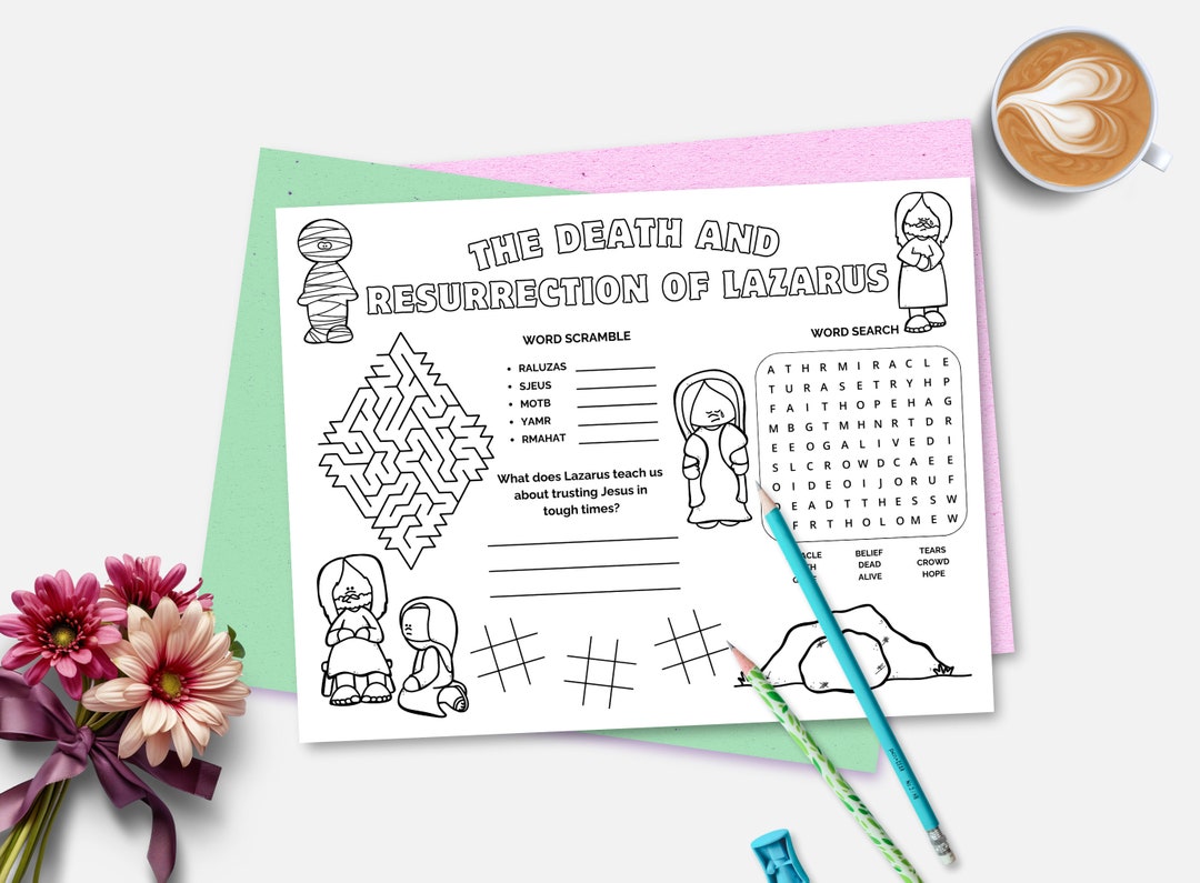 The Death and Resurrection of Lazarus, Printable Bible Activity ...